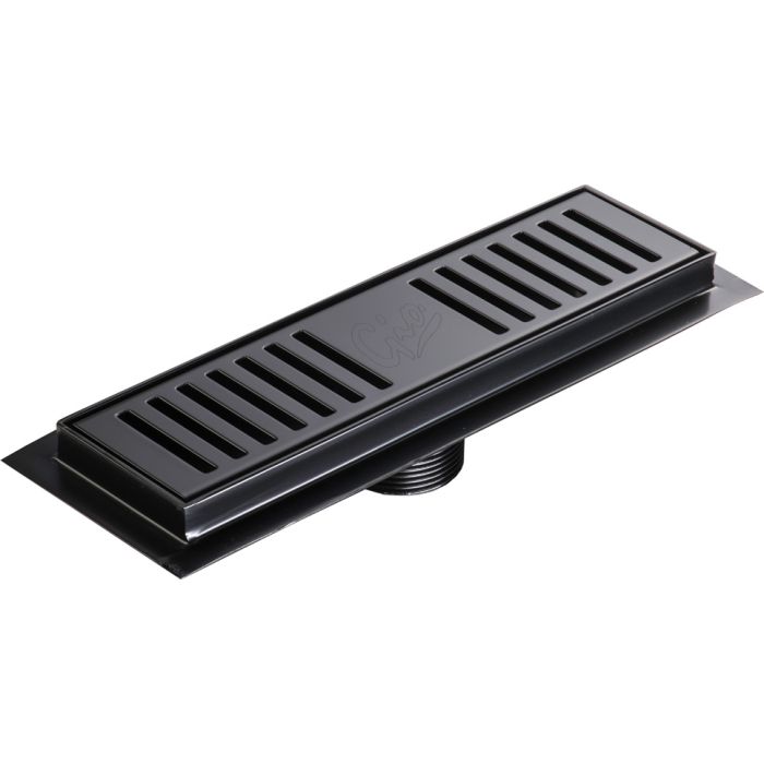 Gio 250x65mm slotted grate shower channel matt black - X & O'S Bathroom ...