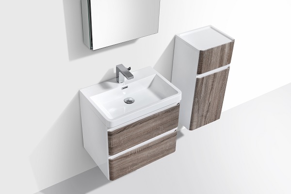 Clear Cube Milan 600 Double Drawer Basin And Cabinet - Silver Oak - X ...
