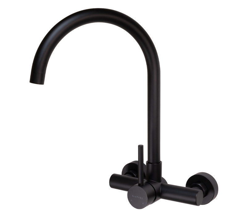 Blutide Moon Black Sink Mixer Wall Type J Spout - X & O'S Bathroom And ...