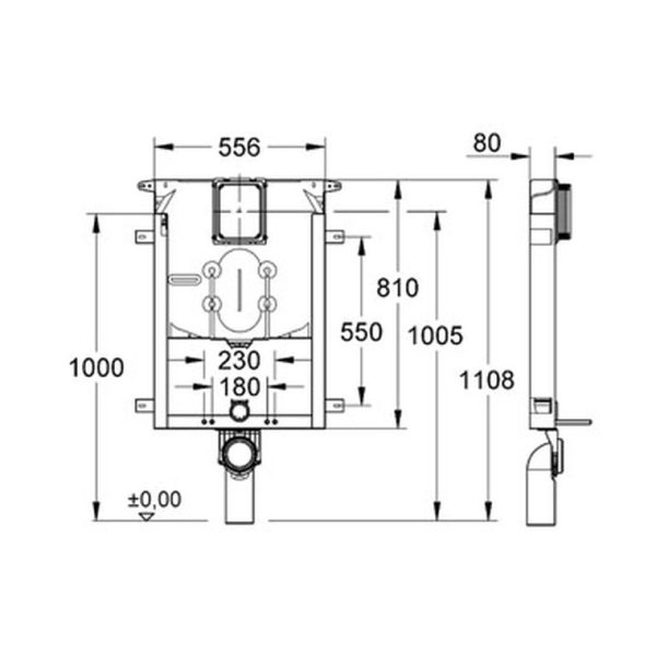 Grohe Uniset Element for WC With flushing cistern 80 mm - X & O'S ...
